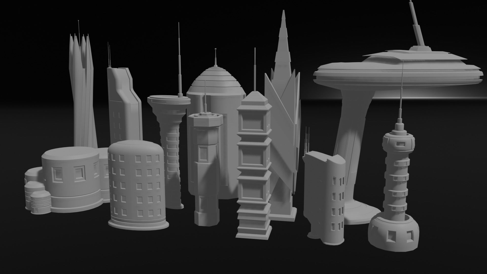 3D model Sci-Fi Buildings Pack - 12 LOWPOLY 3D models VR / AR / low ...