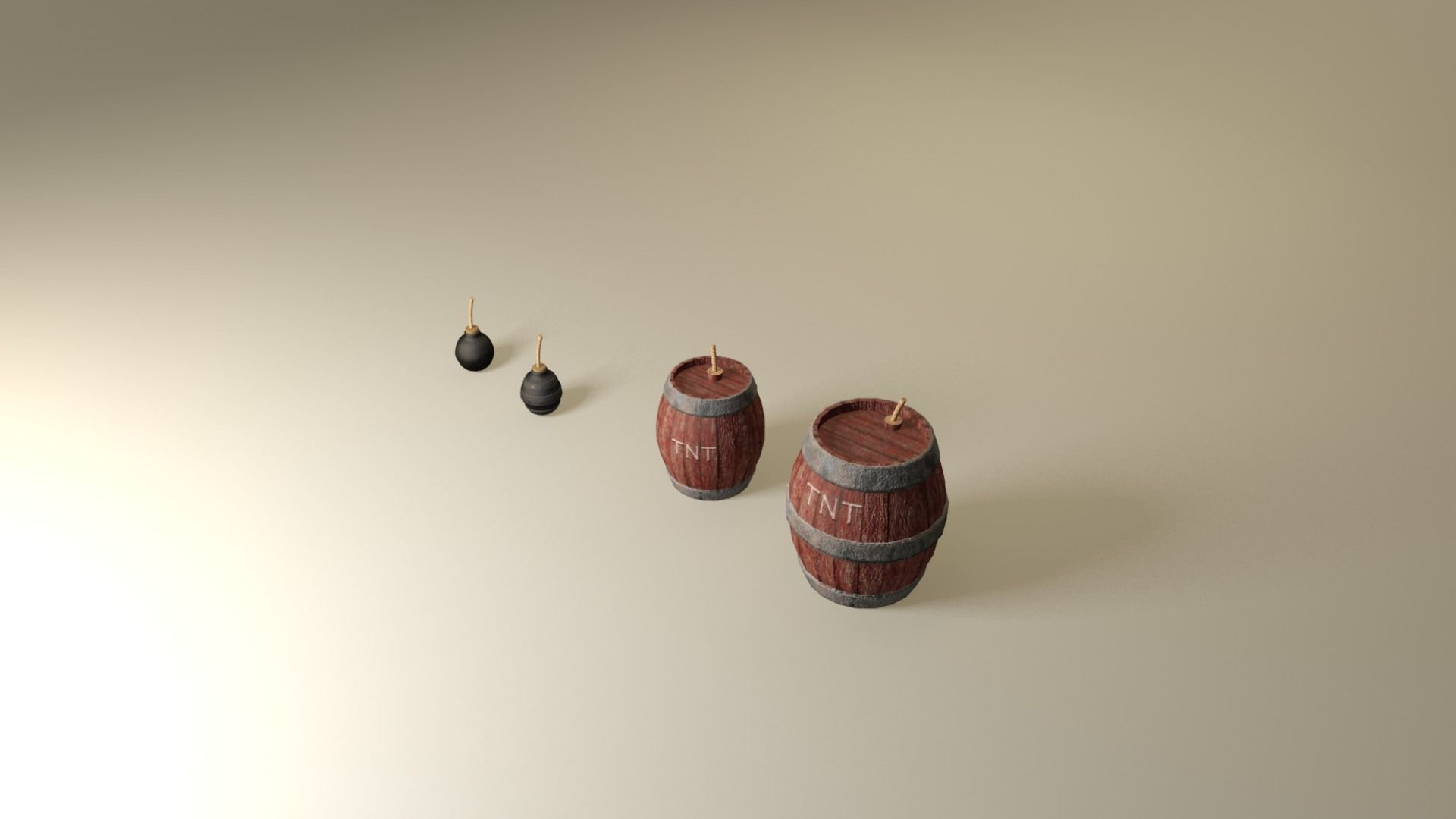 3D model Medieval fantasy pirate bombs and explosive barrels pack VR ...