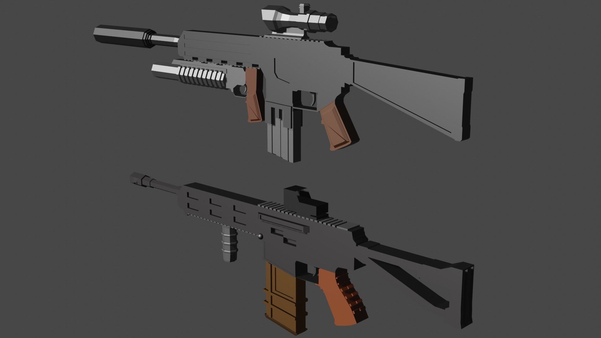 3D model 2 Low Poly Military Weapons VR / AR / low-poly | CGTrader