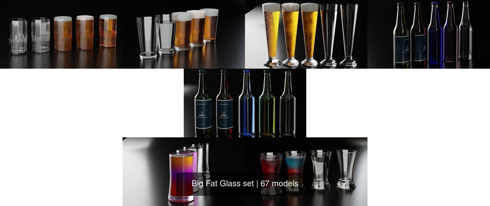 Big Fat Glass set 3D Model Collection | CGTrader