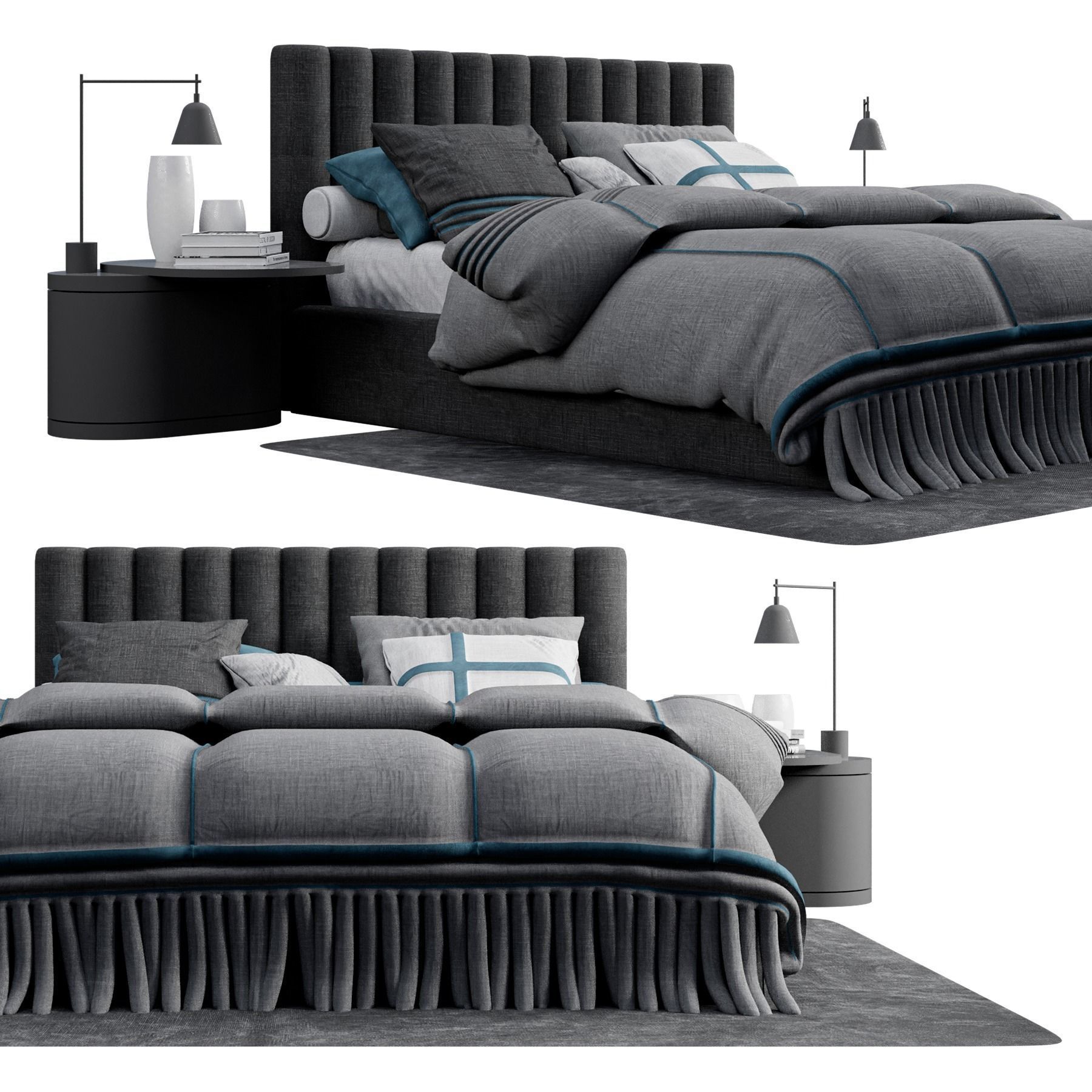 Bed B With Wooden Headboard And Footboard 3d Model Cgtrader