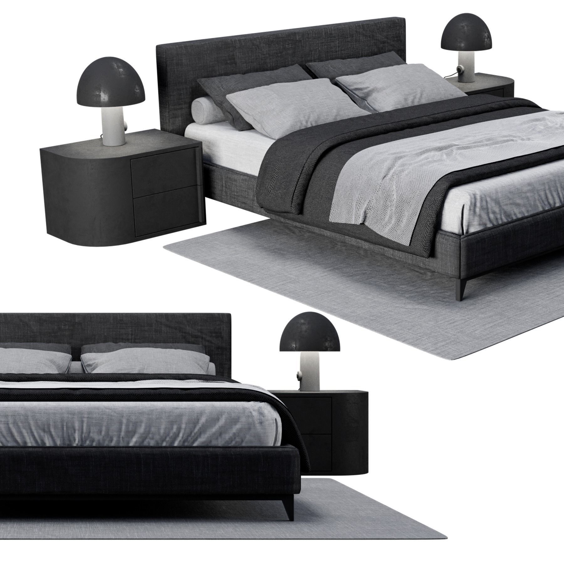 Bed B With Wooden Headboard And Footboard 3d Model Cgtrader