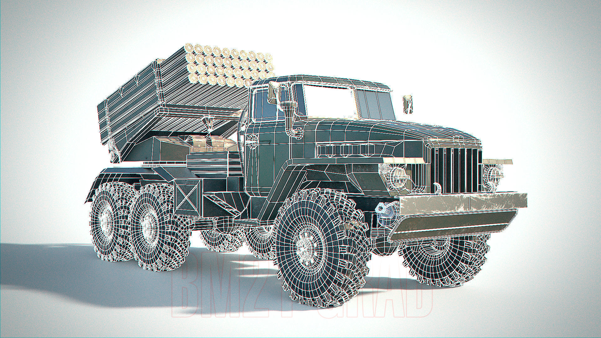 3D model BM-21 Grad Aged PBR VR / AR / low-poly | CGTrader