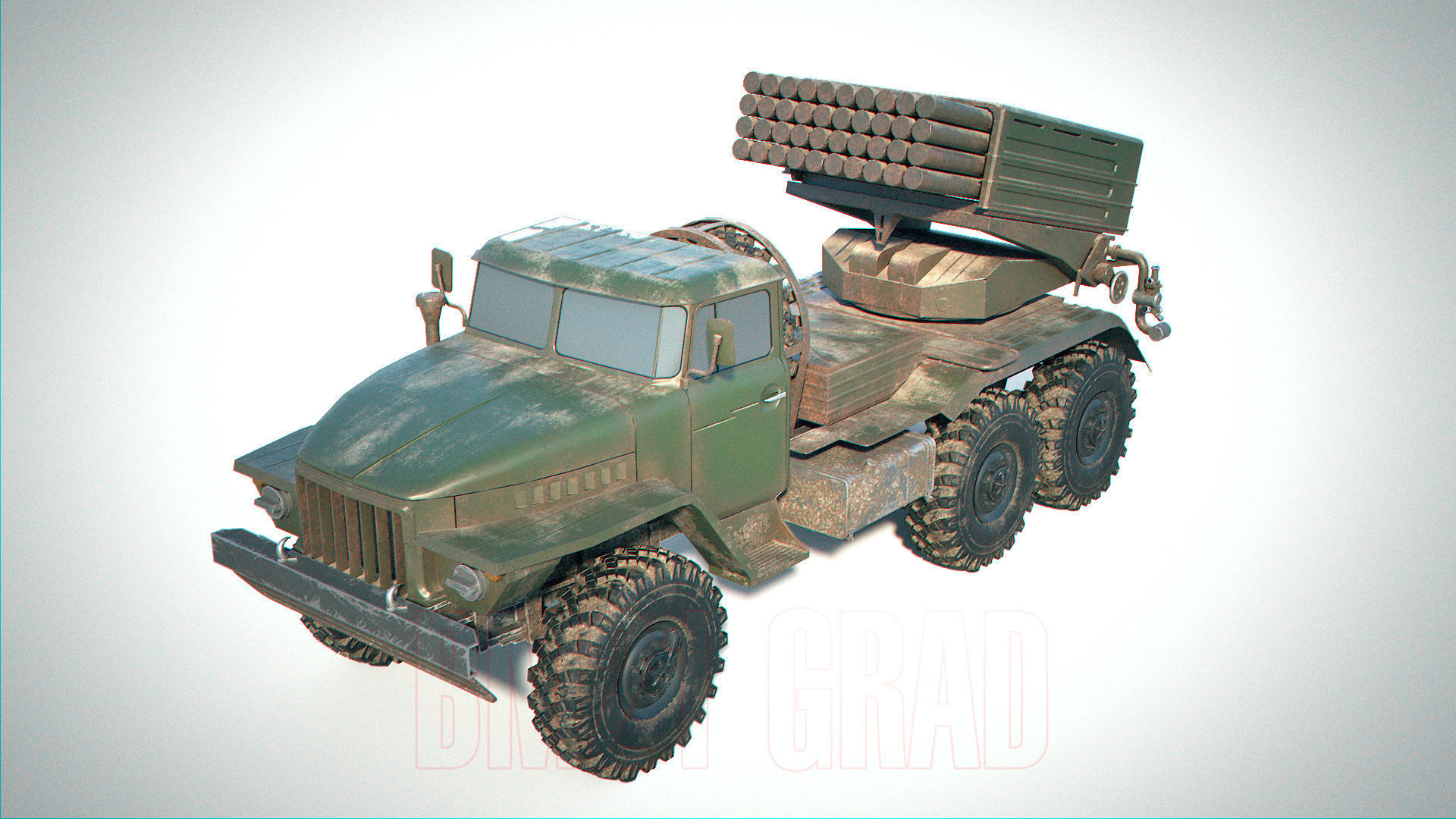 3D model BM-21 Grad Aged PBR VR / AR / low-poly | CGTrader