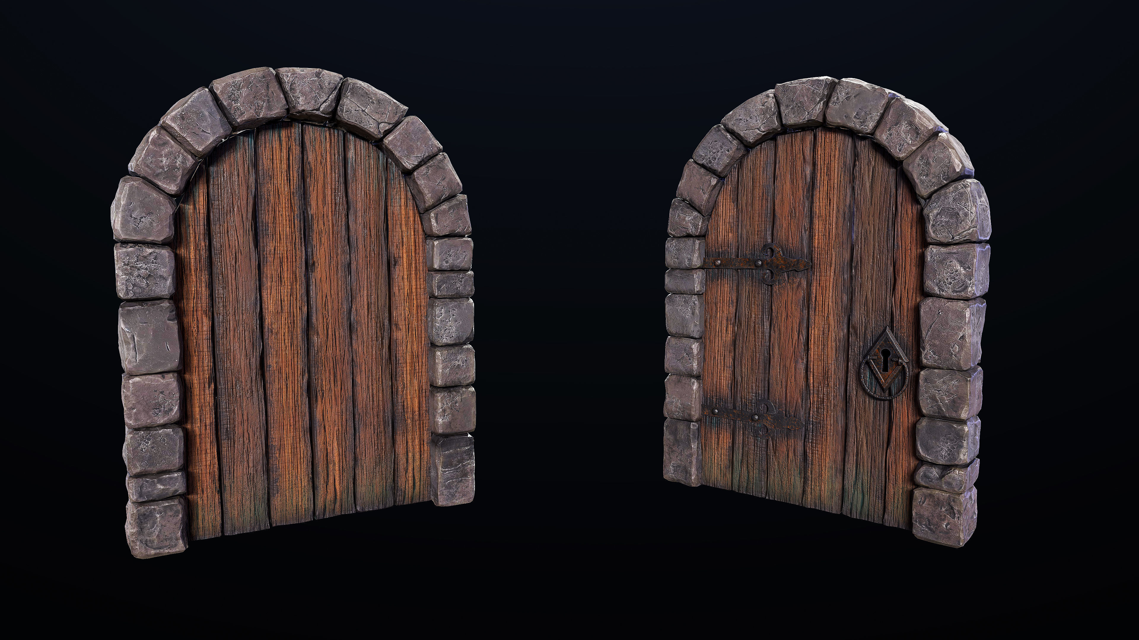 Medieval door free 3D model | CGTrader