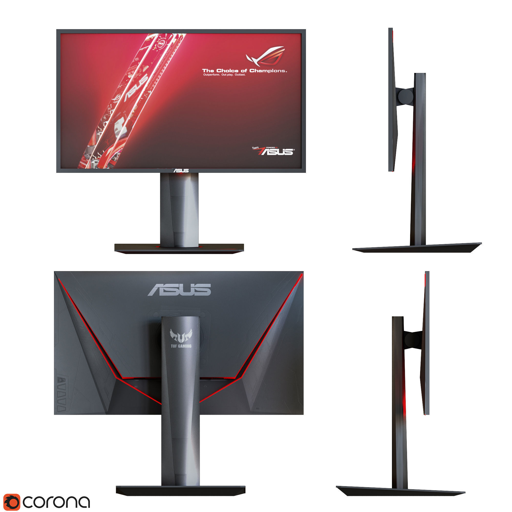 Collection Asus Gaming computer 3D model | CGTrader