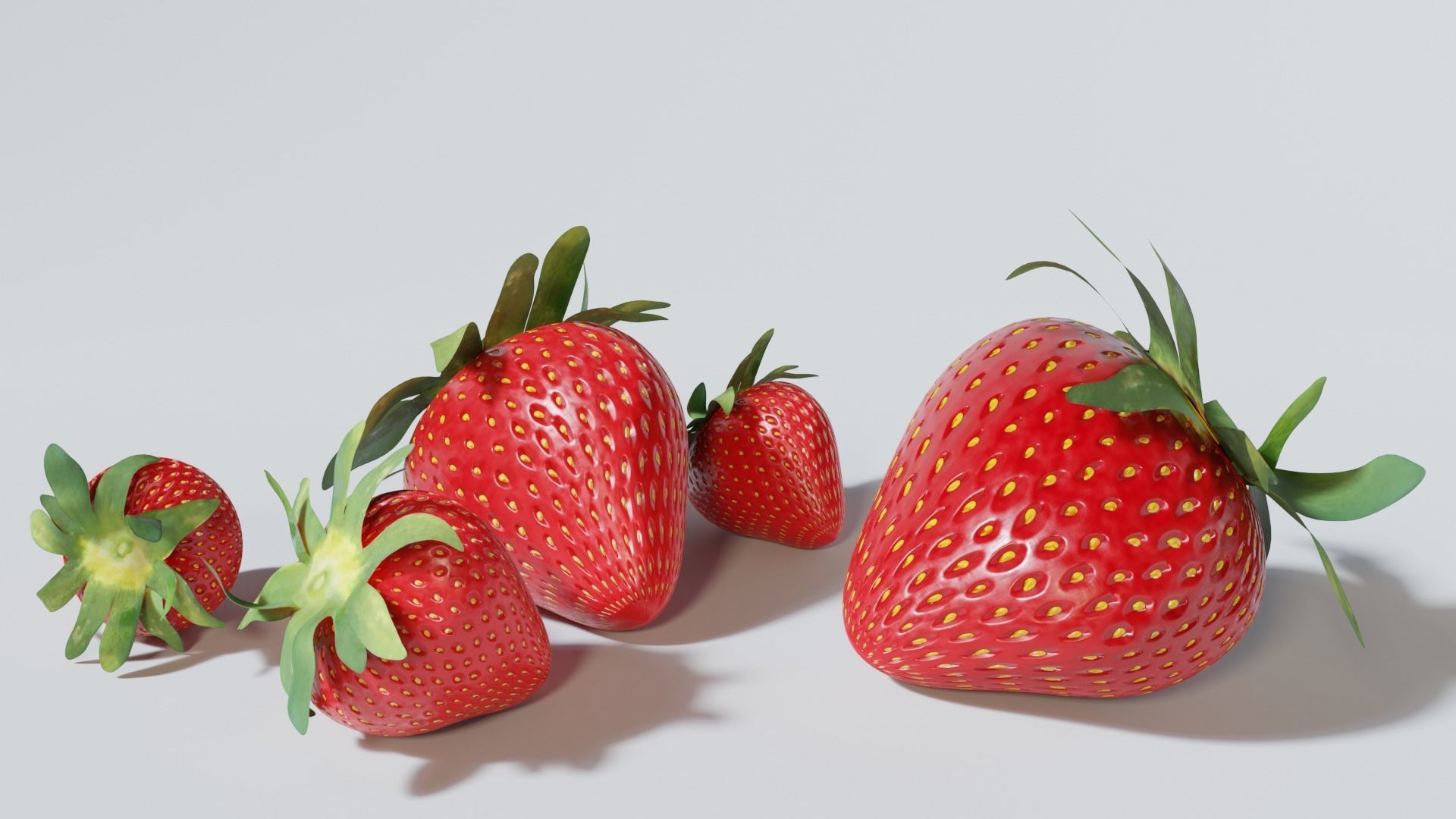 3D model Strawberry Low poly 3D model strawberries VR / AR / low-poly ...