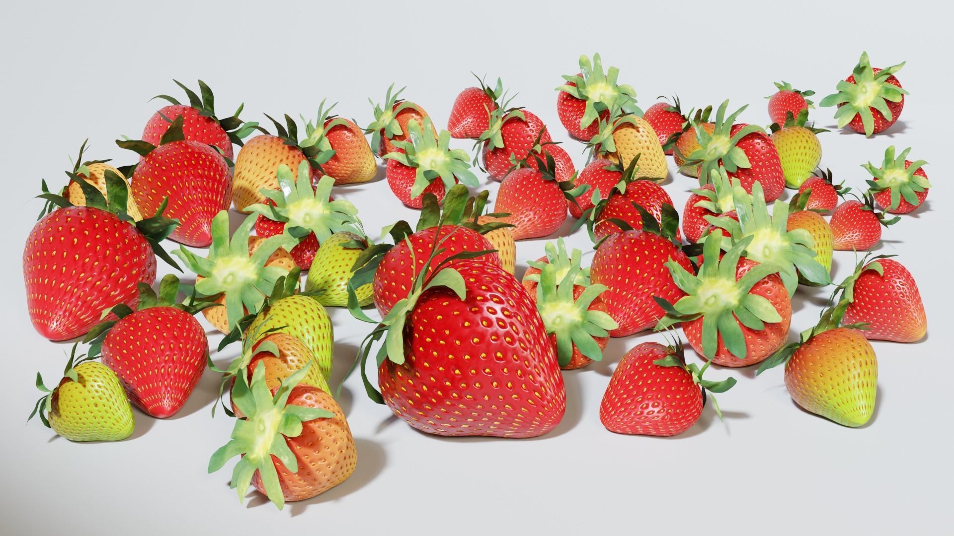 3D model Strawberry Low poly 3D model strawberries VR / AR / low-poly ...