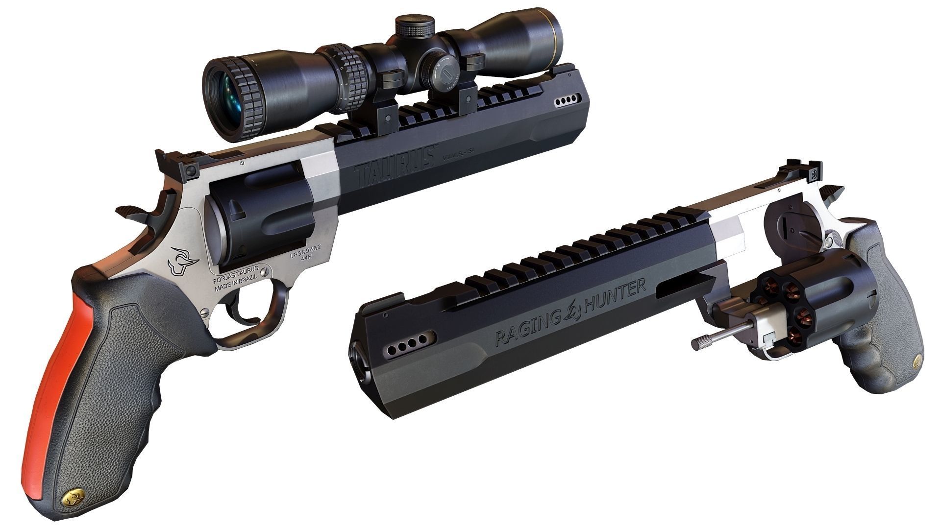 3D model Taurus Raging Hunter Revolver With Scope VR / AR / low-poly ...