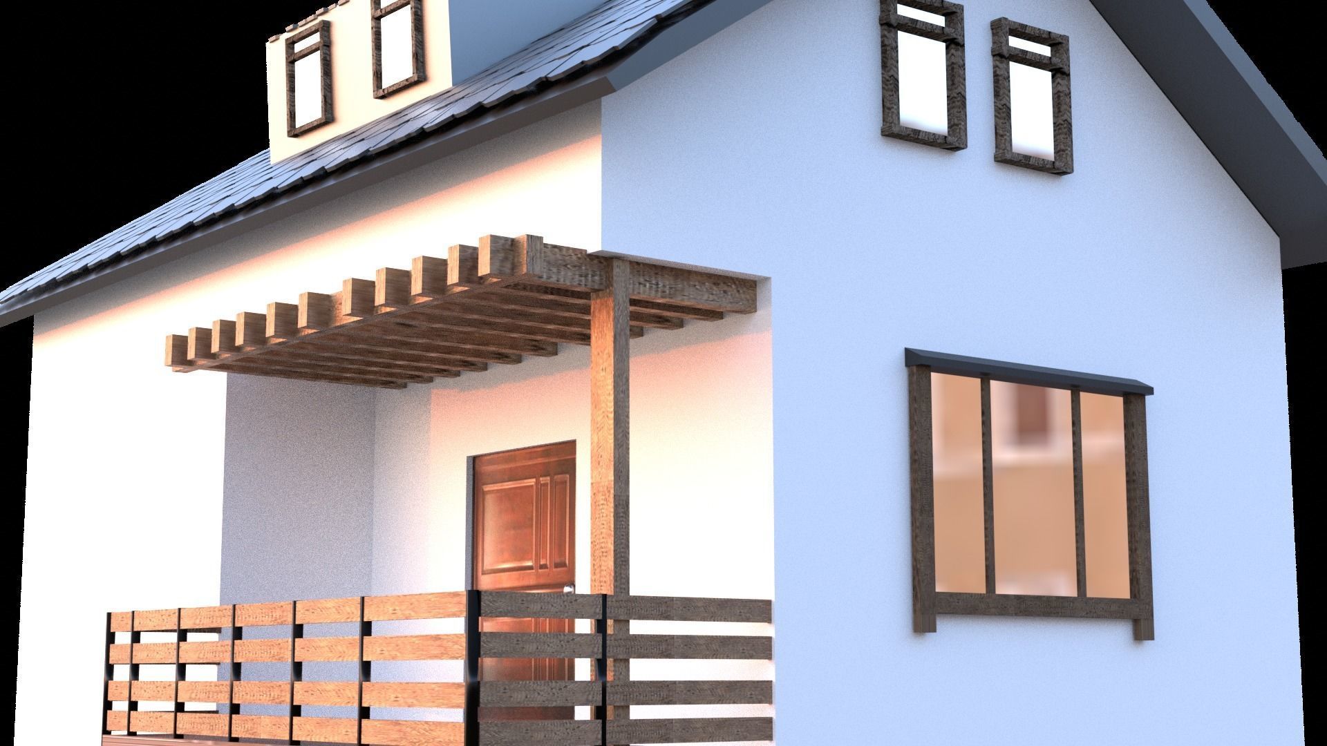 realistic low poly house with grass and trees free VR / AR / low-poly ...