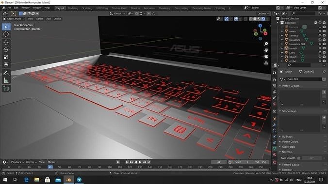 3D model kompyuter asus laptop with keyboard VR / AR / low-poly | CGTrader