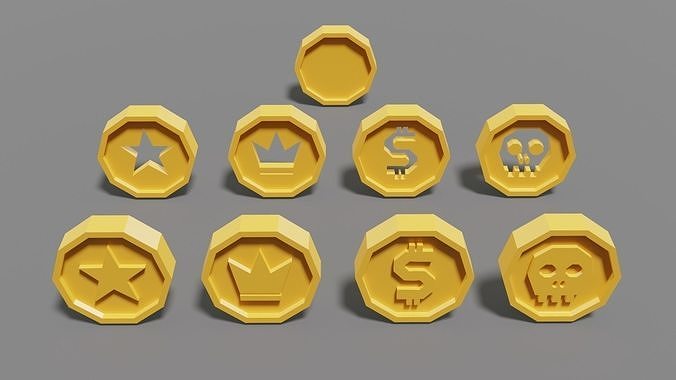 3D model Coins LowPoly Pack cartoon VR / AR / low-poly | CGTrader