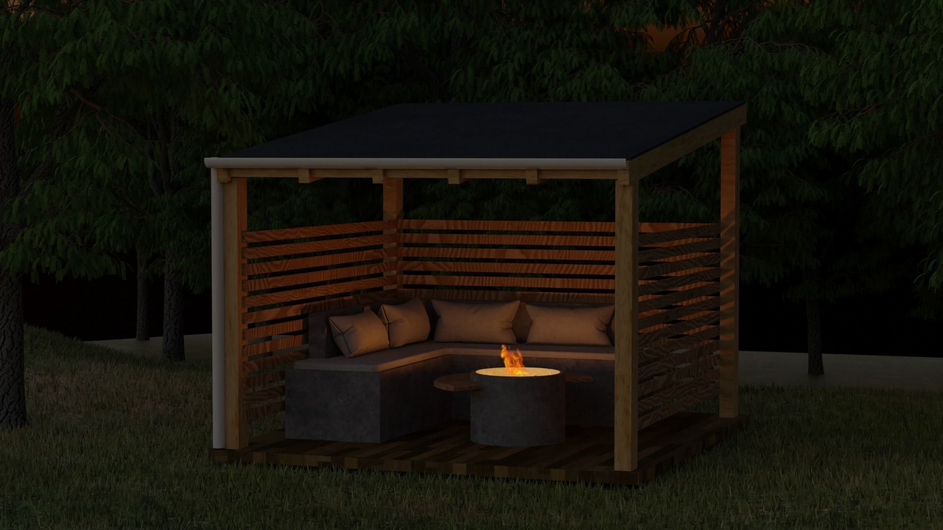 Outdoor seating scene free 3D model | CGTrader