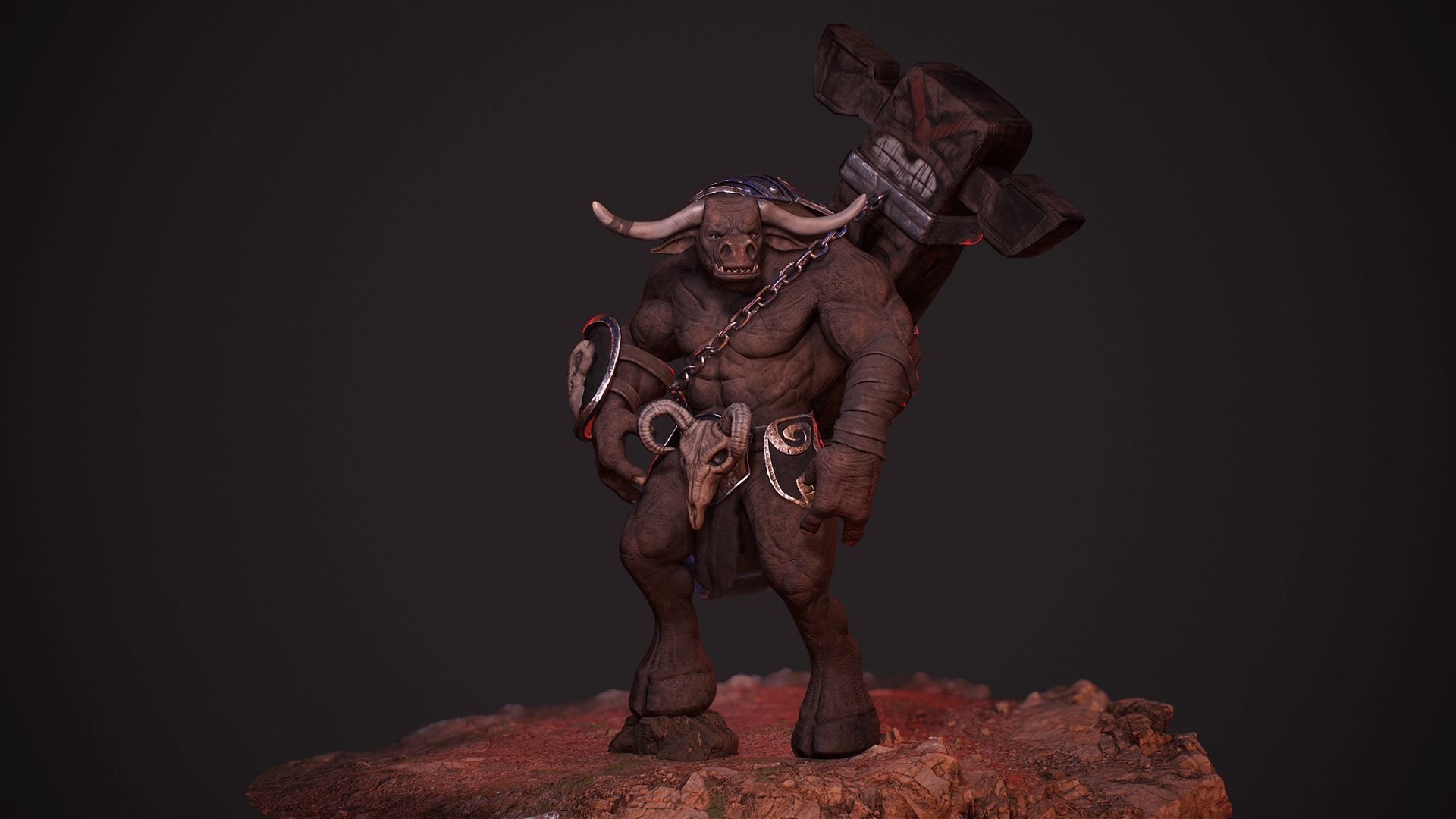 3D model Modular Tauren Minotaur Monster Knight Warrior MMO RPG VR / AR ...
