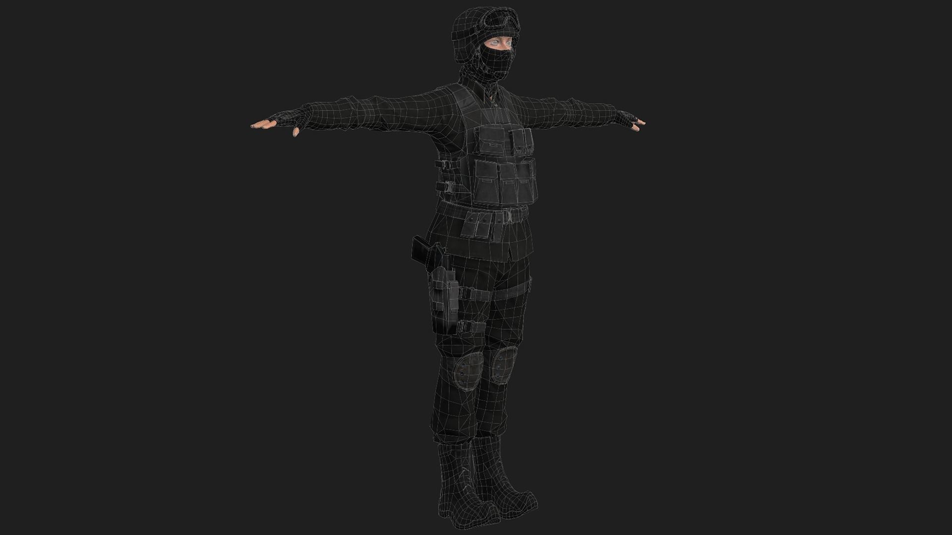 Female SWAT Officer 3D model rigged | CGTrader