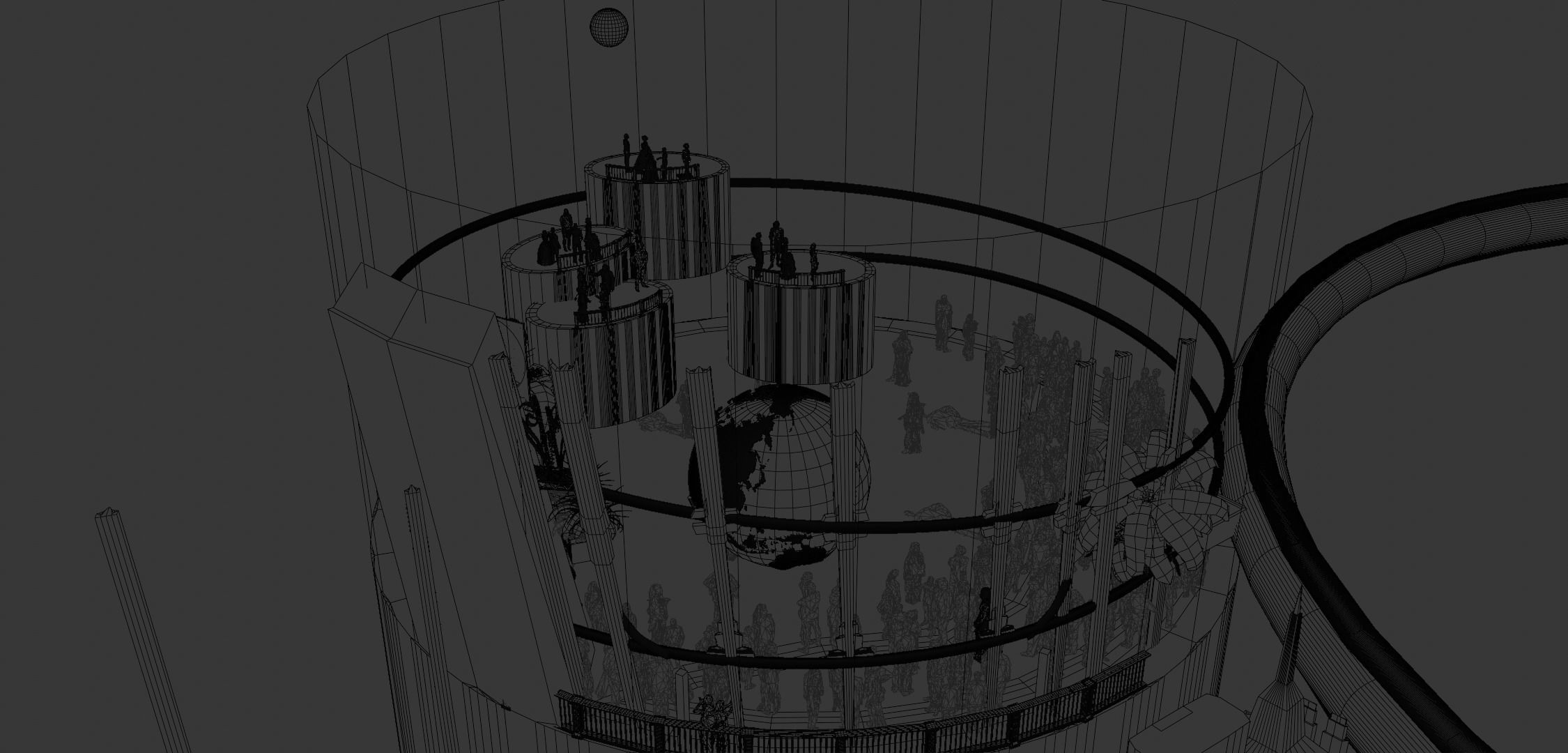 Rapture futuristic building with people in it 3D model | CGTrader