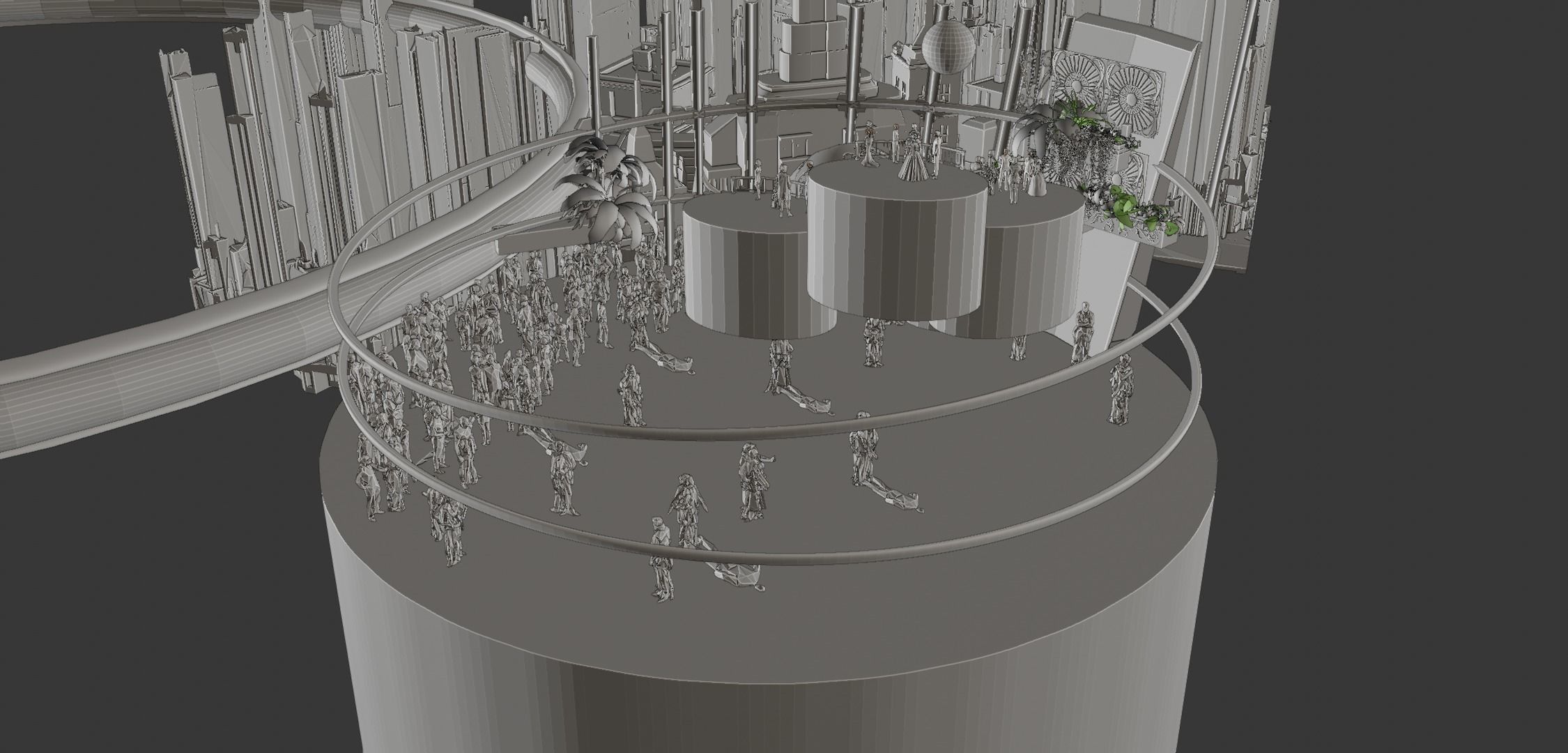 Rapture futuristic building with people in it 3D model | CGTrader