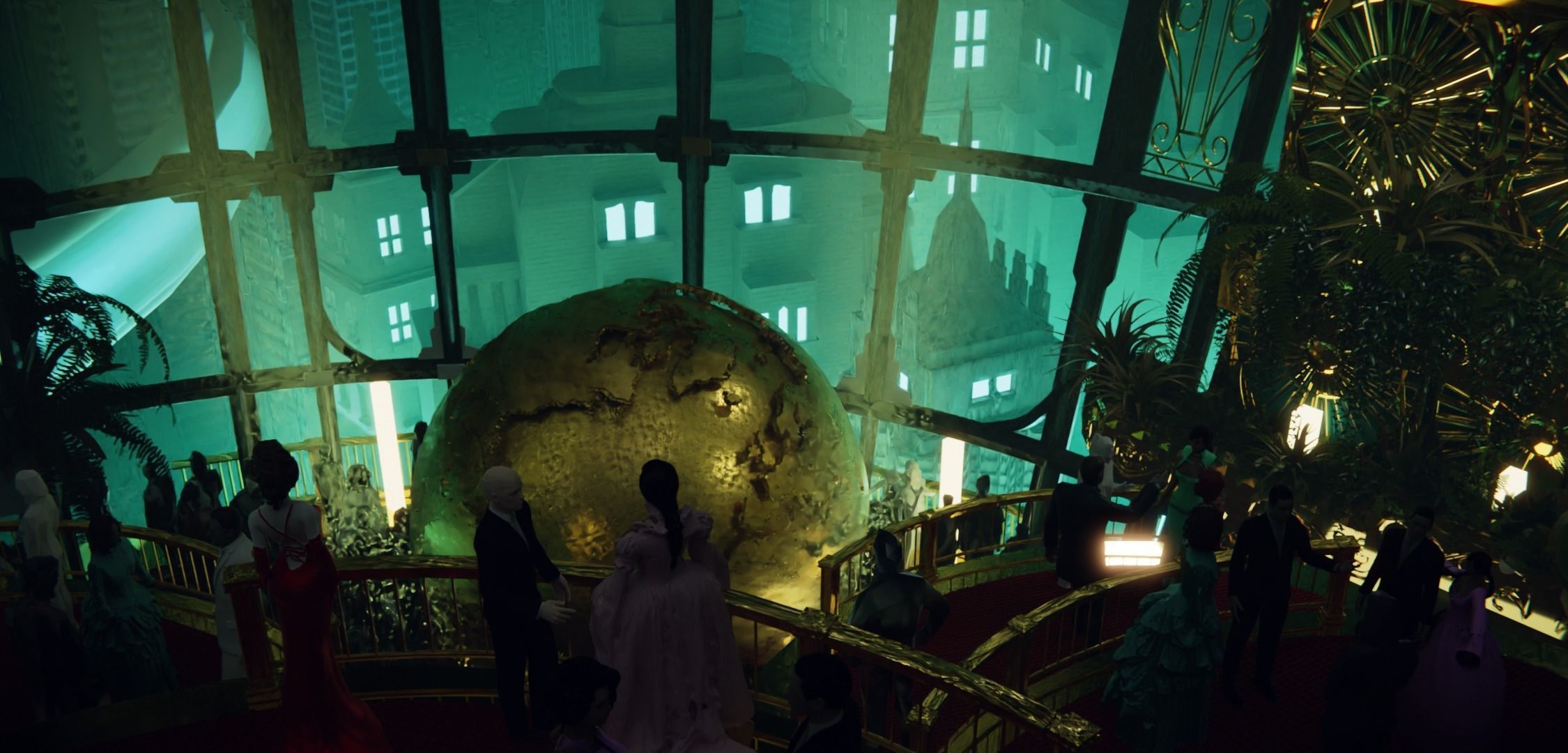 Rapture futuristic building with people in it 3D model | CGTrader