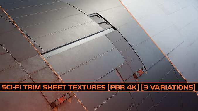 3D model Sci fi Trim sheet texture 3 Variations VR / AR / low-poly ...