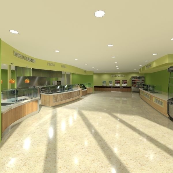 Cafeteria Complete With Equipment and Beverages 3D model | CGTrader