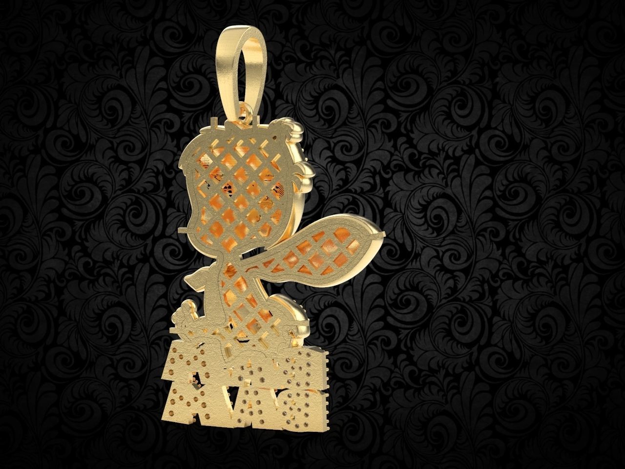 African American Pebbles Bam Bam Pendant hiphop jewelry 3D model 3D ...