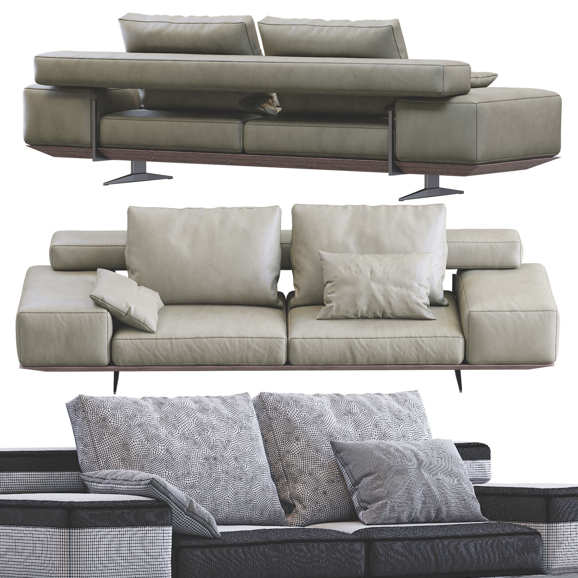 Leather Sofa Wing By Flexform 3D model | CGTrader