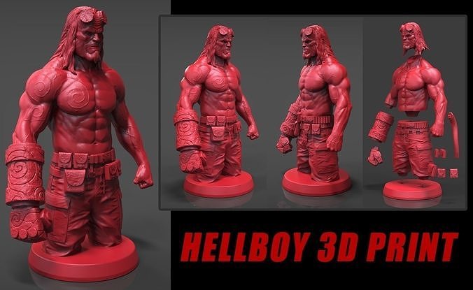 Hellboy 3D Print statue 3D model 3D printable | CGTrader