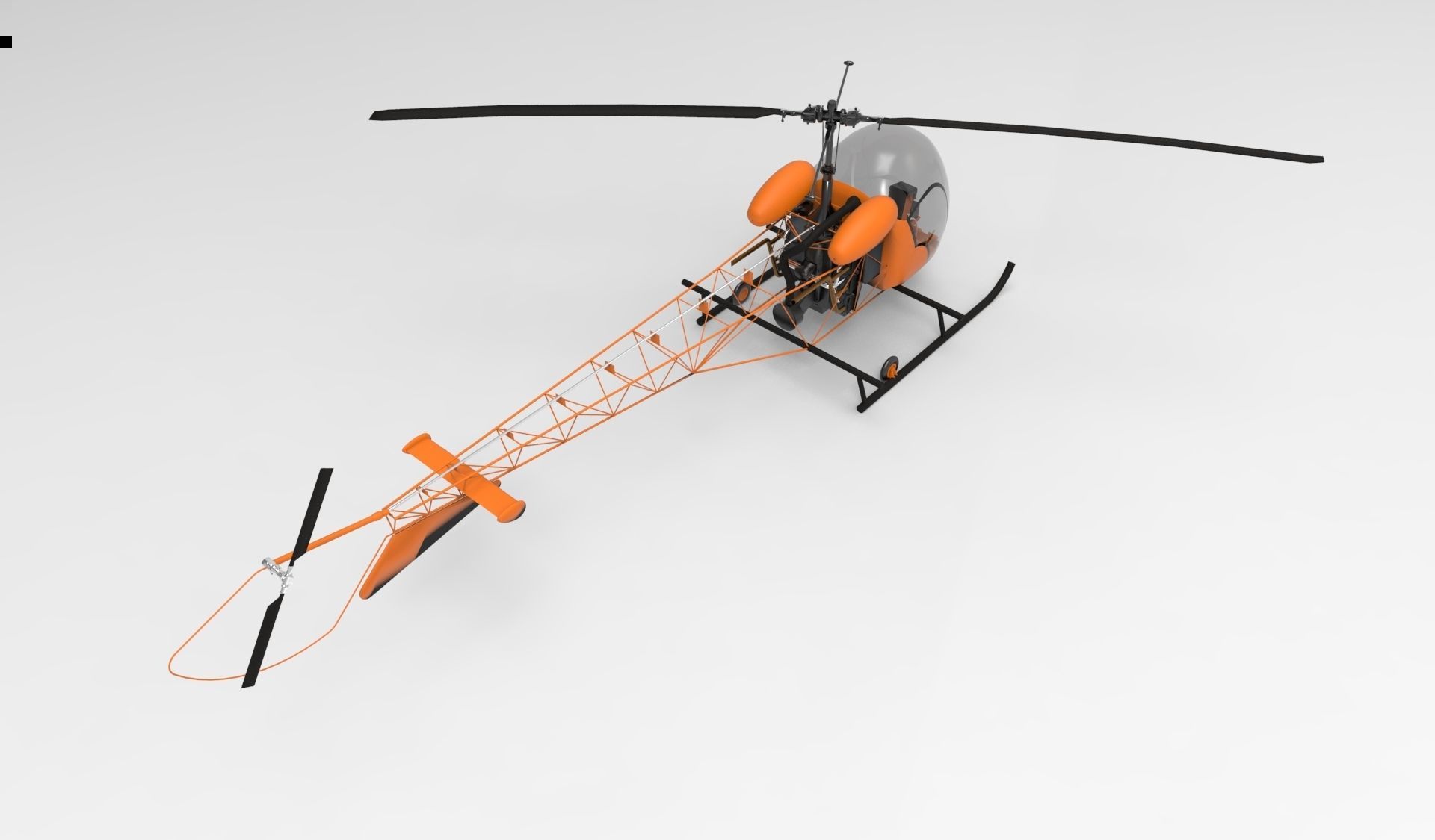 bell 47 orange 3D model | CGTrader