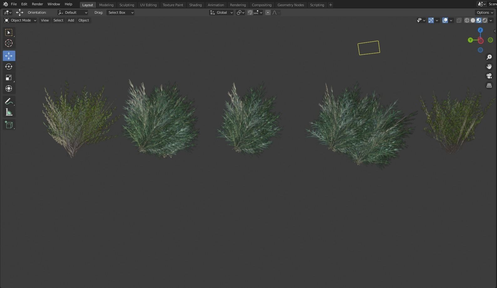 5 Basic Low Poly Desert Shrubs free VR / AR / low-poly 3D model | CGTrader