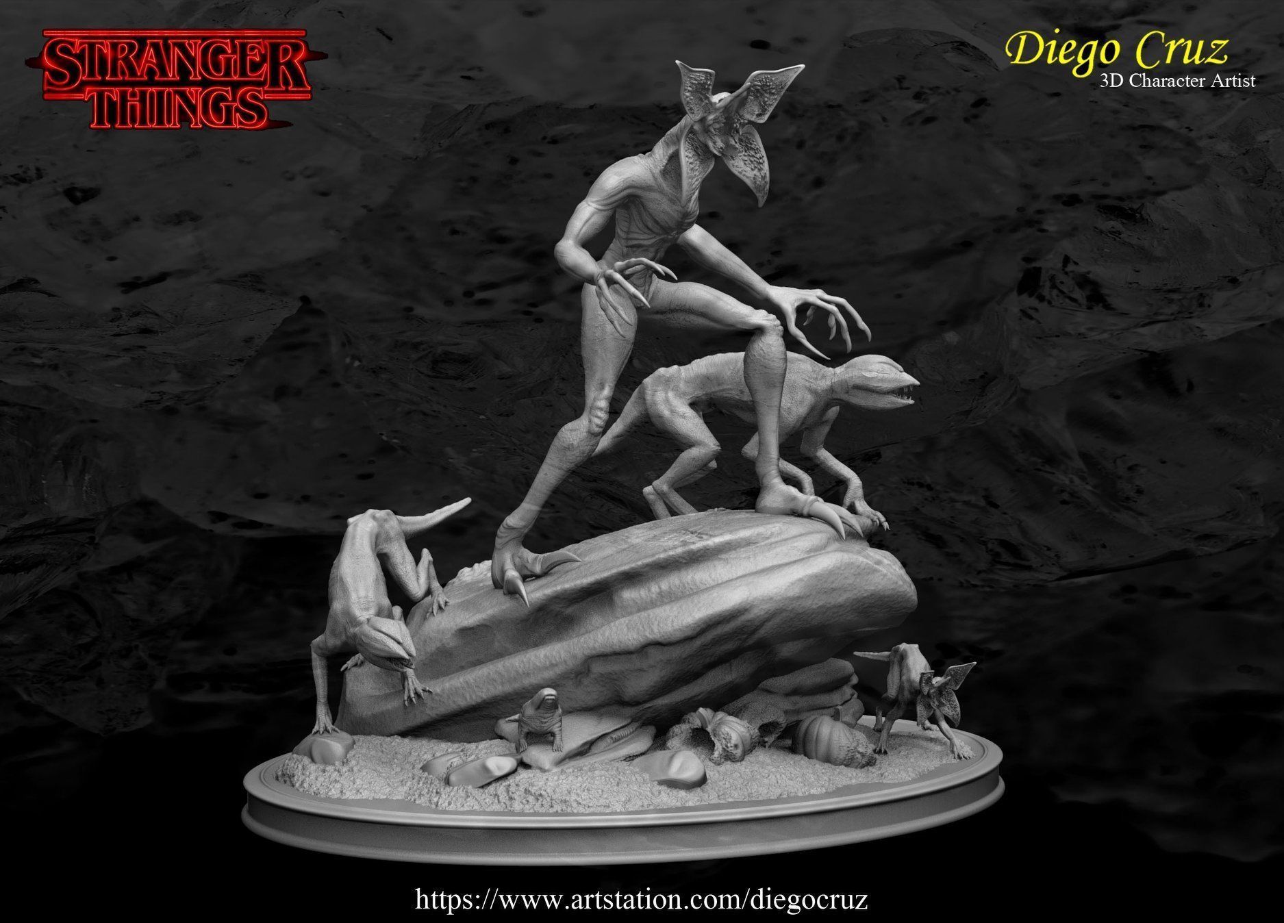 Diorama Demogorgon STL Files 3D model 3D printable | CGTrader