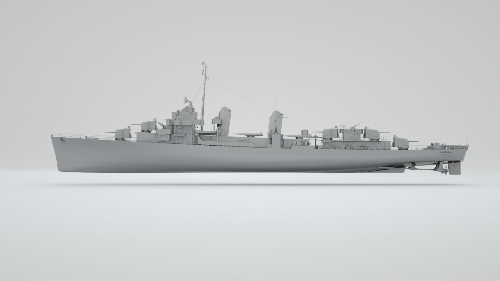 USS Johnston Destroyer DD-557 3D model rigged | CGTrader