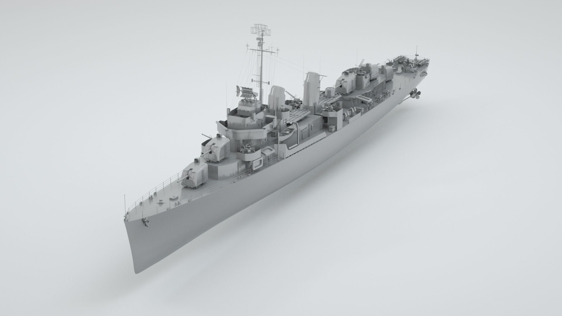 USS Johnston Destroyer DD-557 3D model rigged | CGTrader