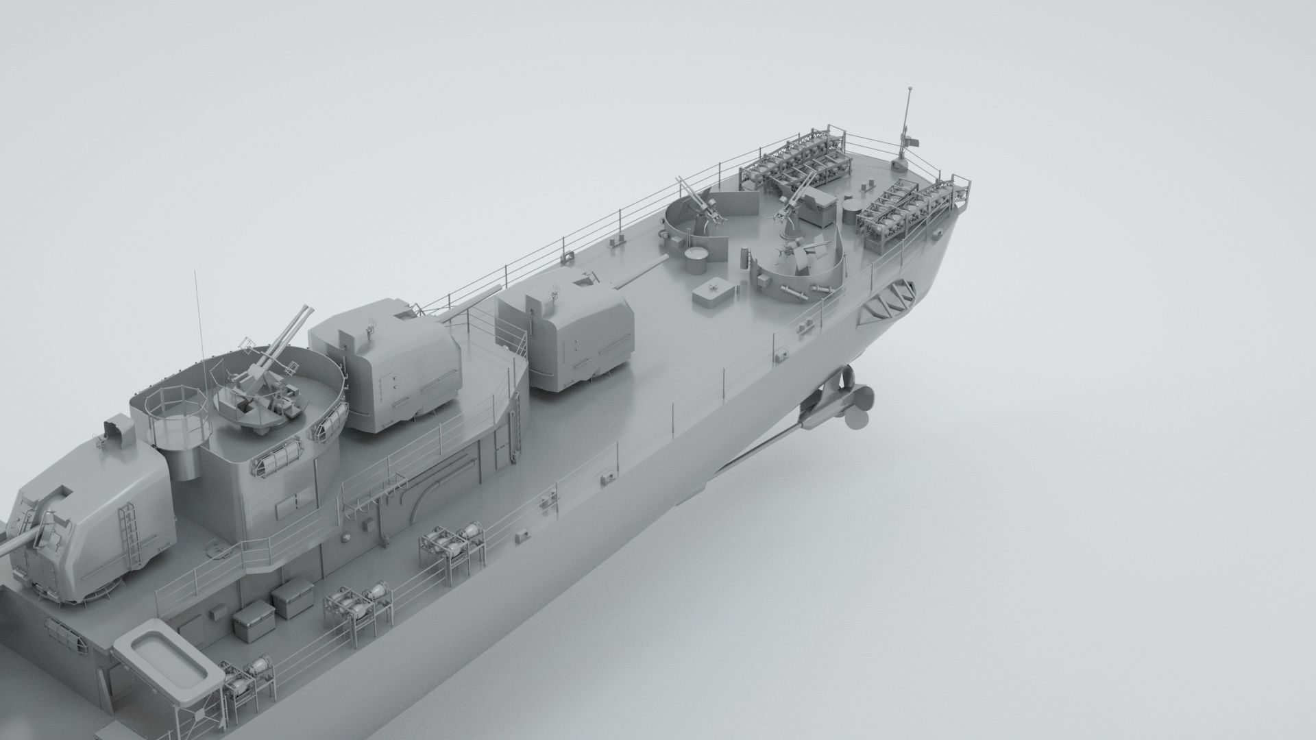 USS Johnston Destroyer DD-557 3D model rigged | CGTrader