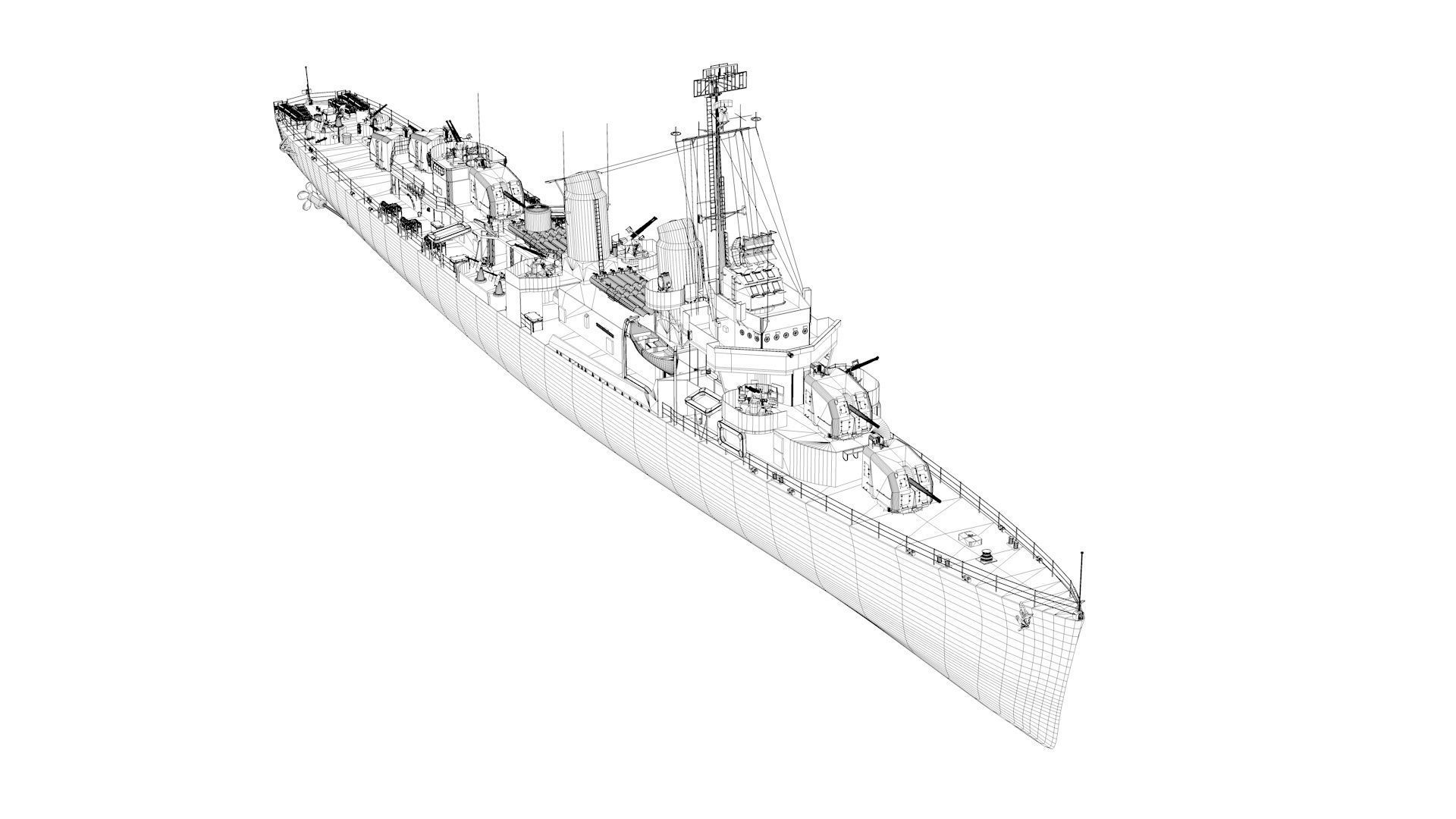 USS Johnston Destroyer DD-557 3D model rigged | CGTrader