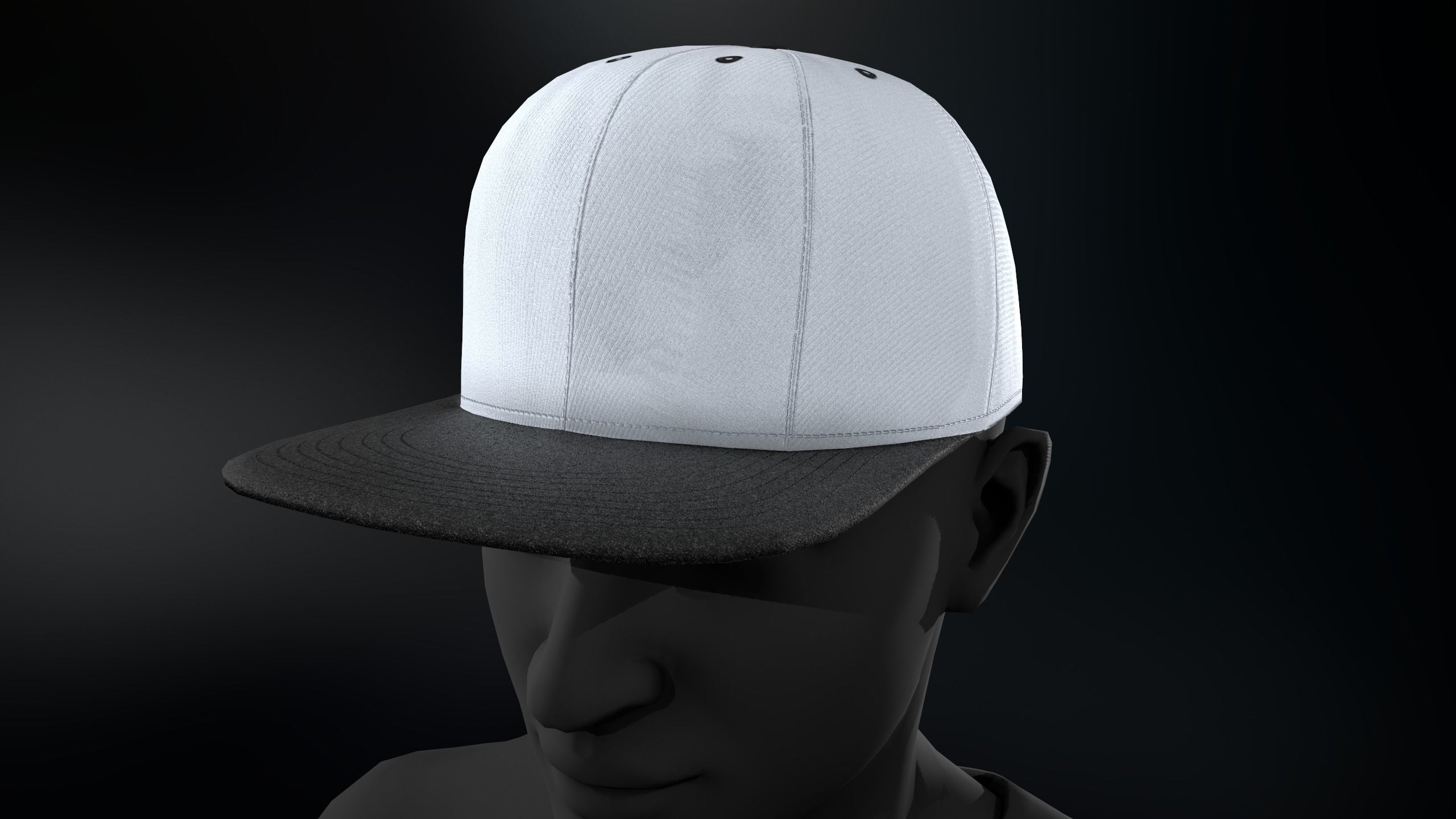 3D model Black And White Snapback Cap VR / AR / low-poly | CGTrader