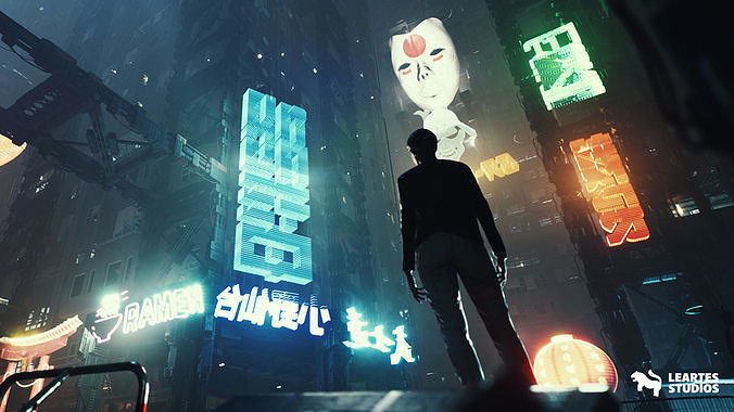 3D model Cyberpunk Japanese Holograms Neon Set - Set of 51 Holograms VR ...