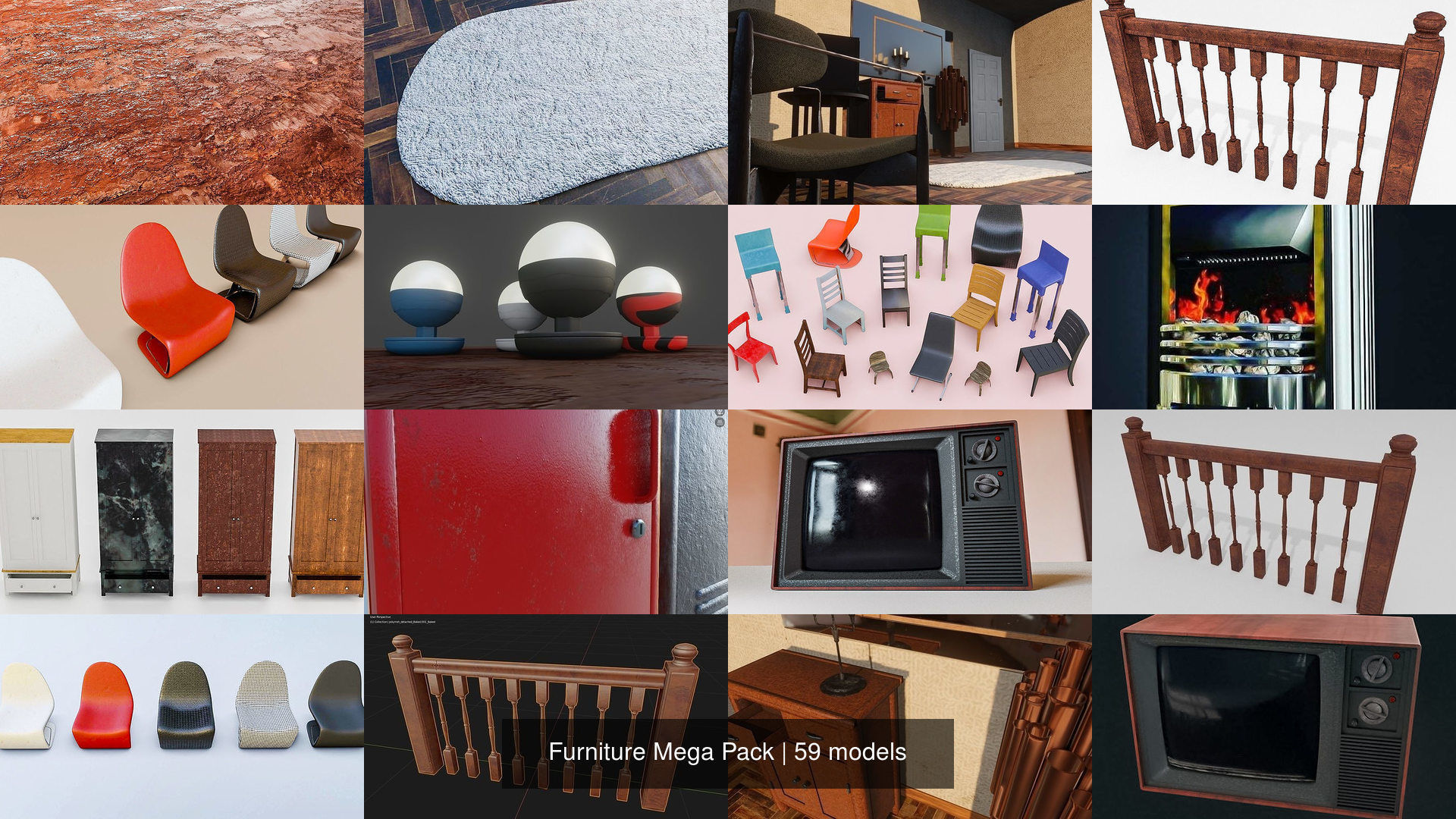 3D Model Collection Furniture 3D Model Mega Pack VR / AR / low-poly | CGTrader