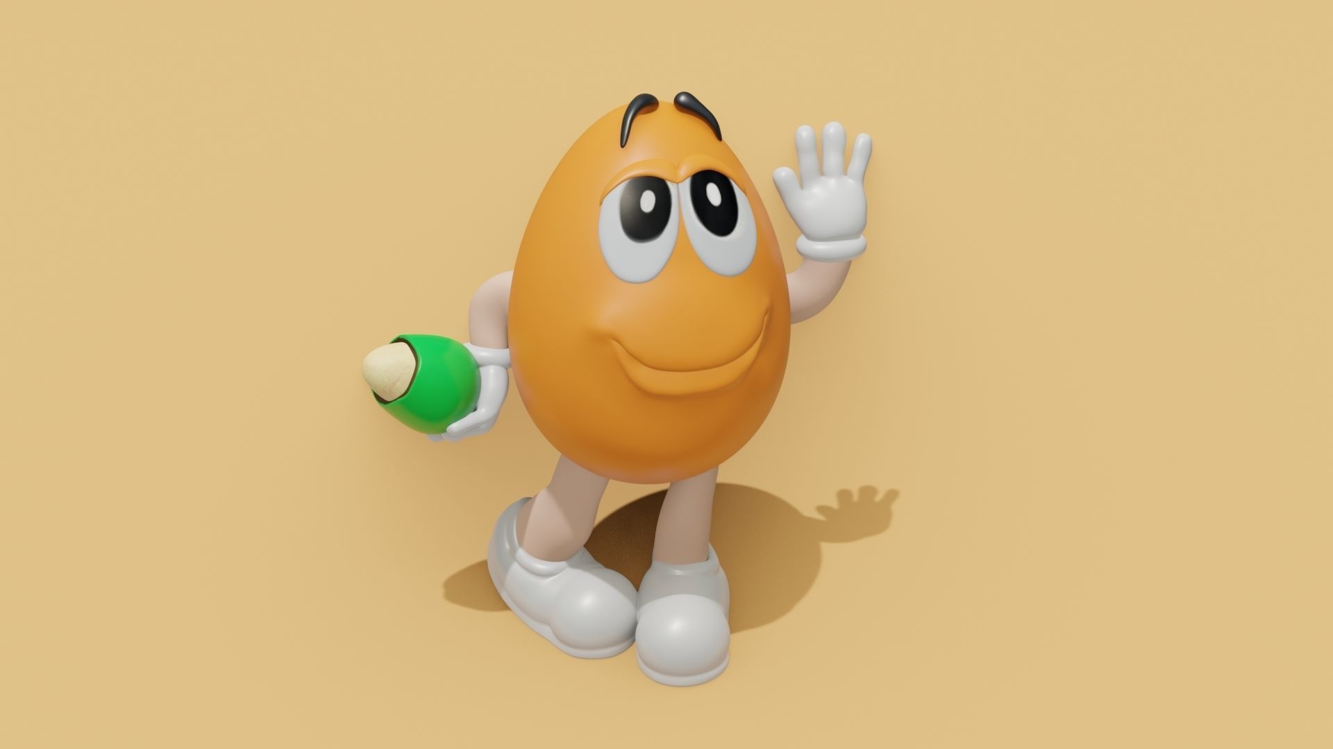 3D model MandM s 3D model cartoon character holding egg VR / AR / low ...