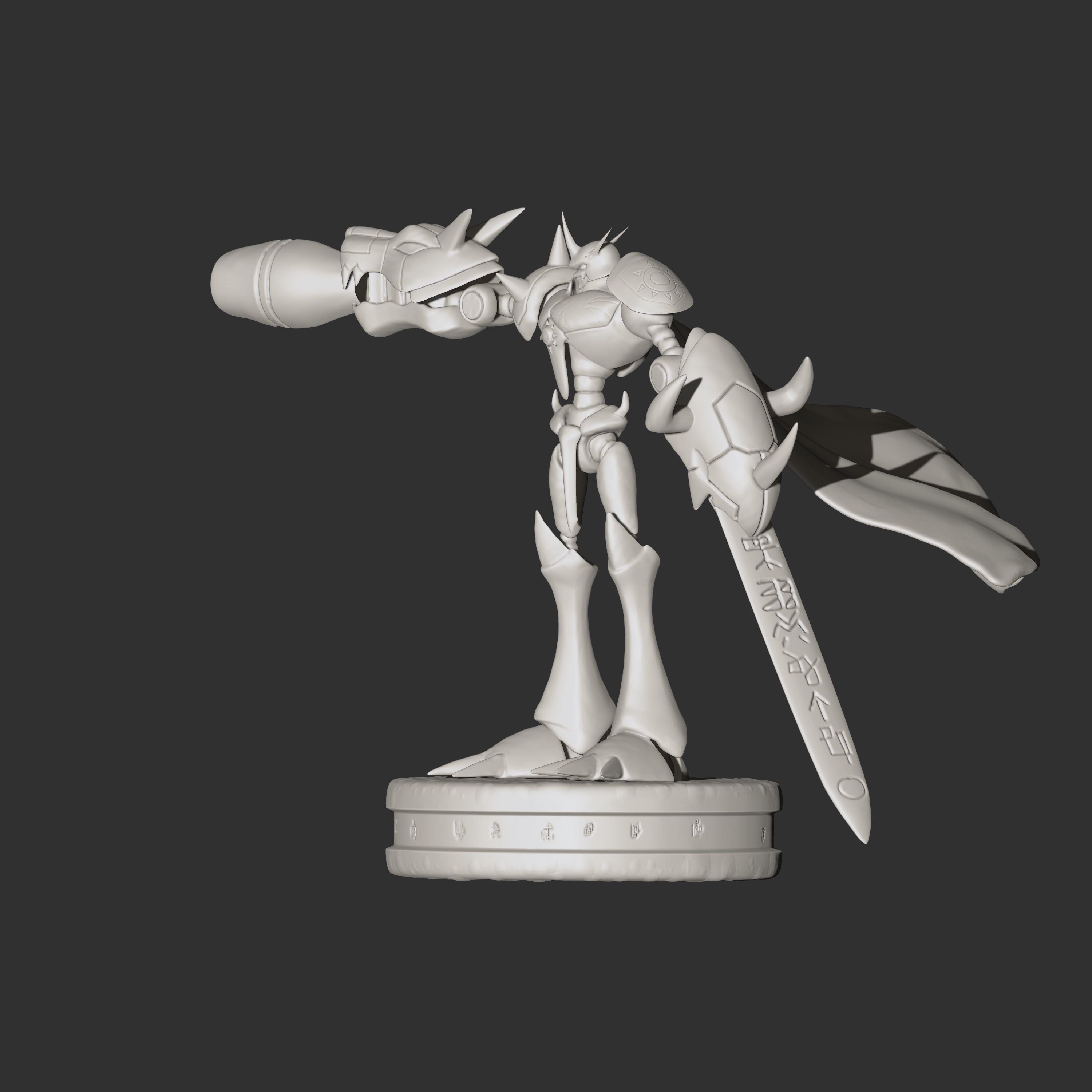 Omegamon figure holding sword 3D model 3D printable | CGTrader