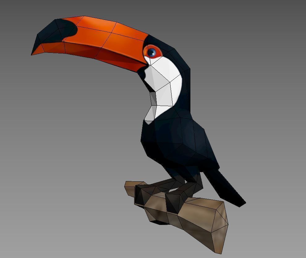Toucan Low poly papercraft pepakura 3D model 3D printable | CGTrader