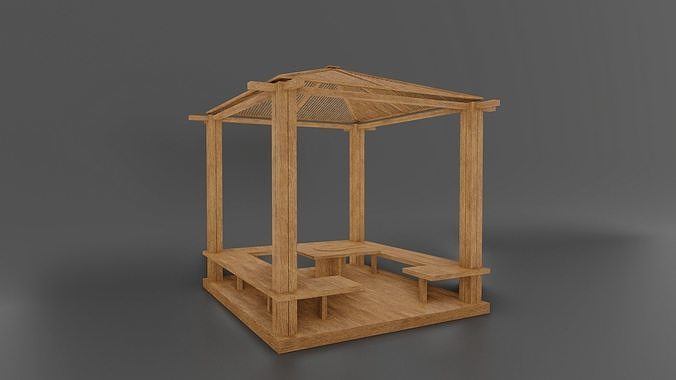Wooden Gazebo 3D model | CGTrader