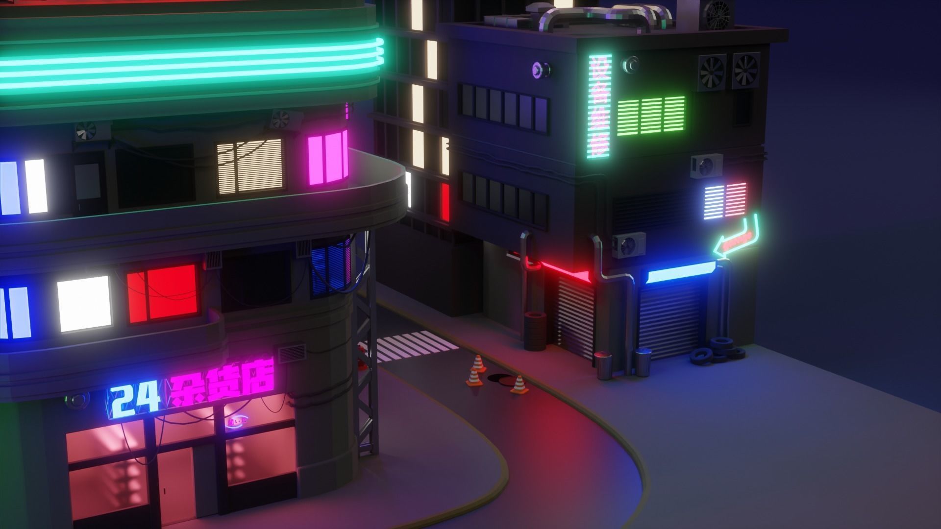 3D model Cyberpunk Buildings 2 VR / AR / low-poly | CGTrader