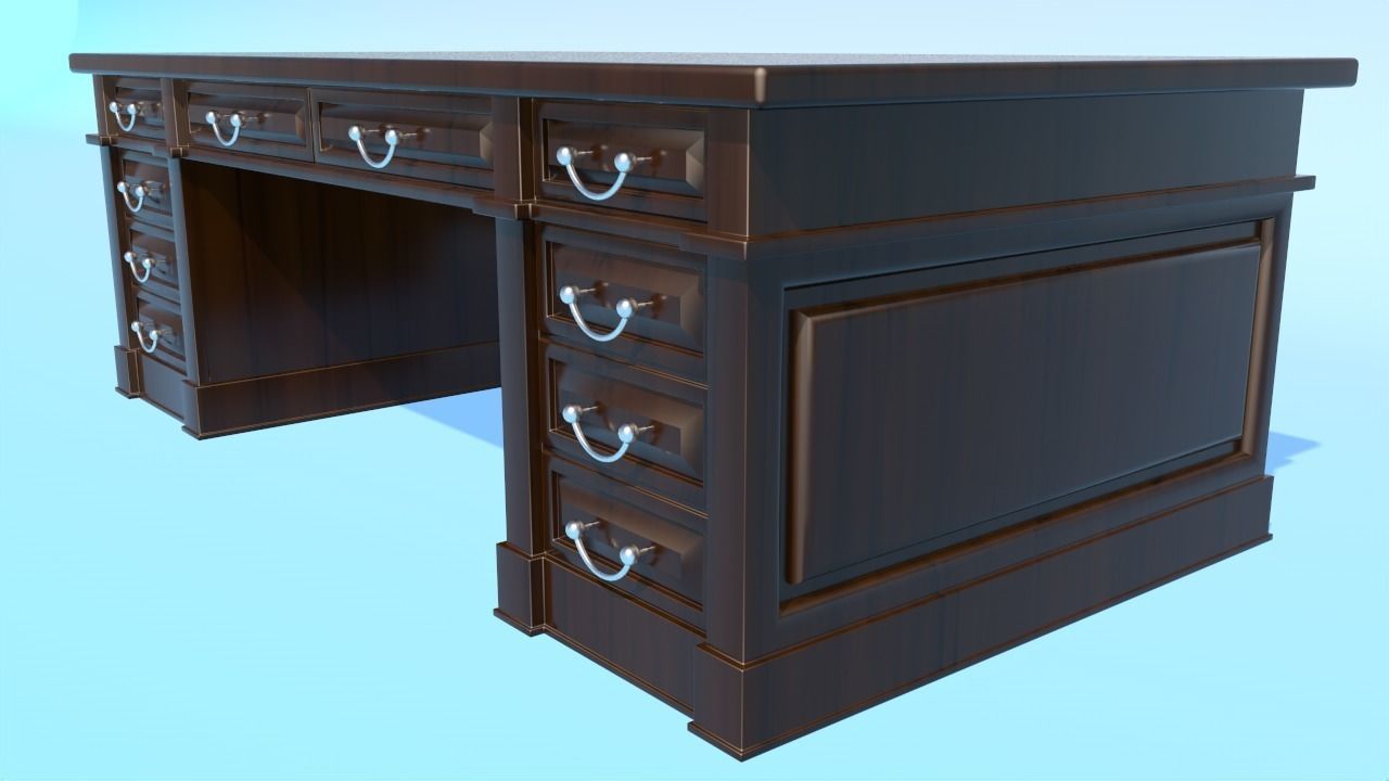 Wooden library table 3D model | CGTrader