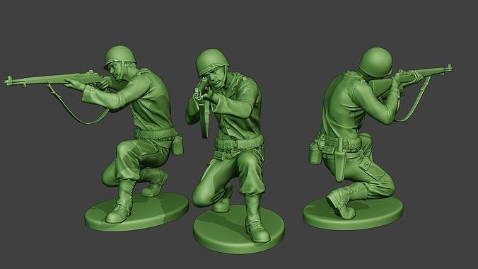 American soldier ww2 Shoot Crouch A12 3D model 3D printable | CGTrader