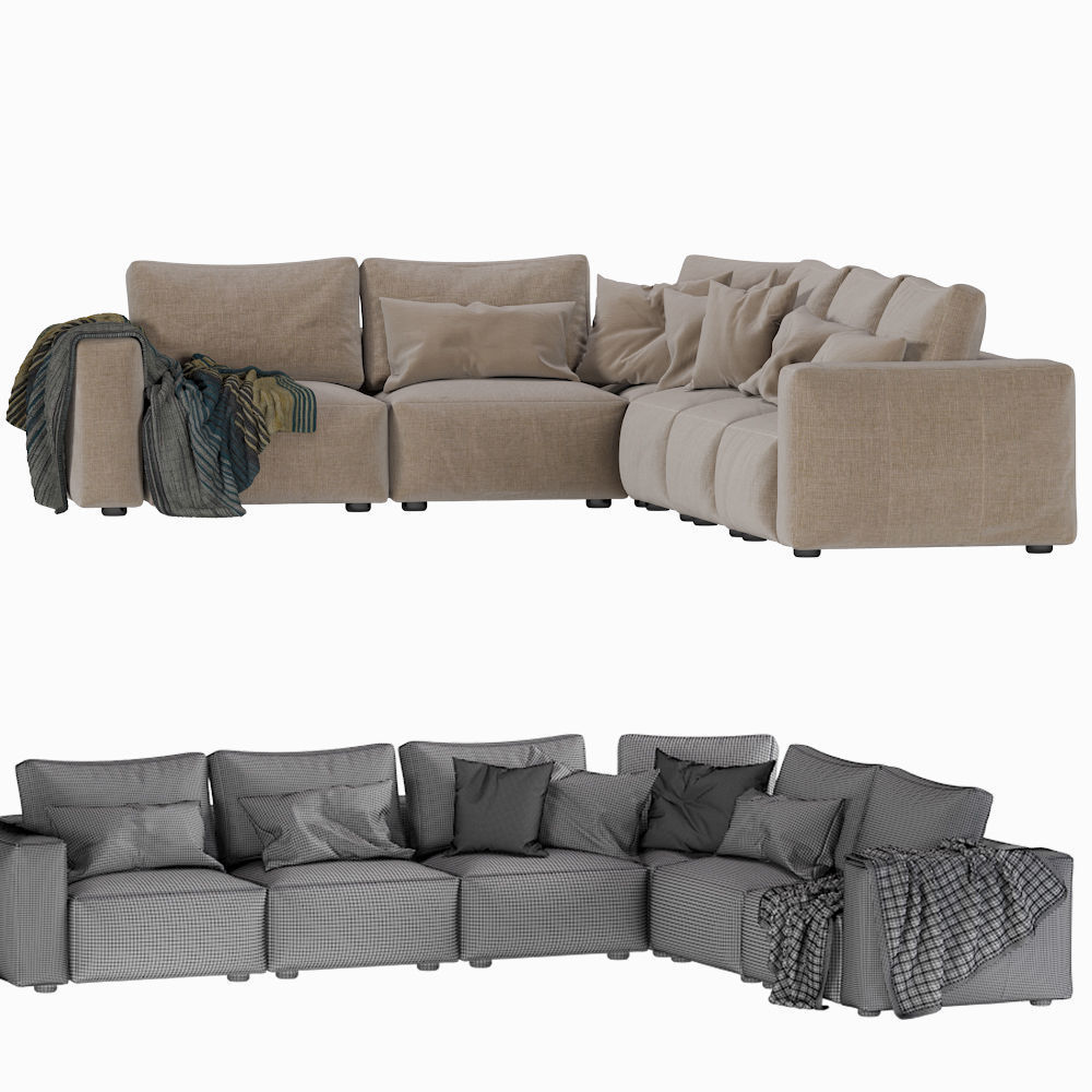 Coco Republic The Soren Modular Sofa large 3D model | CGTrader