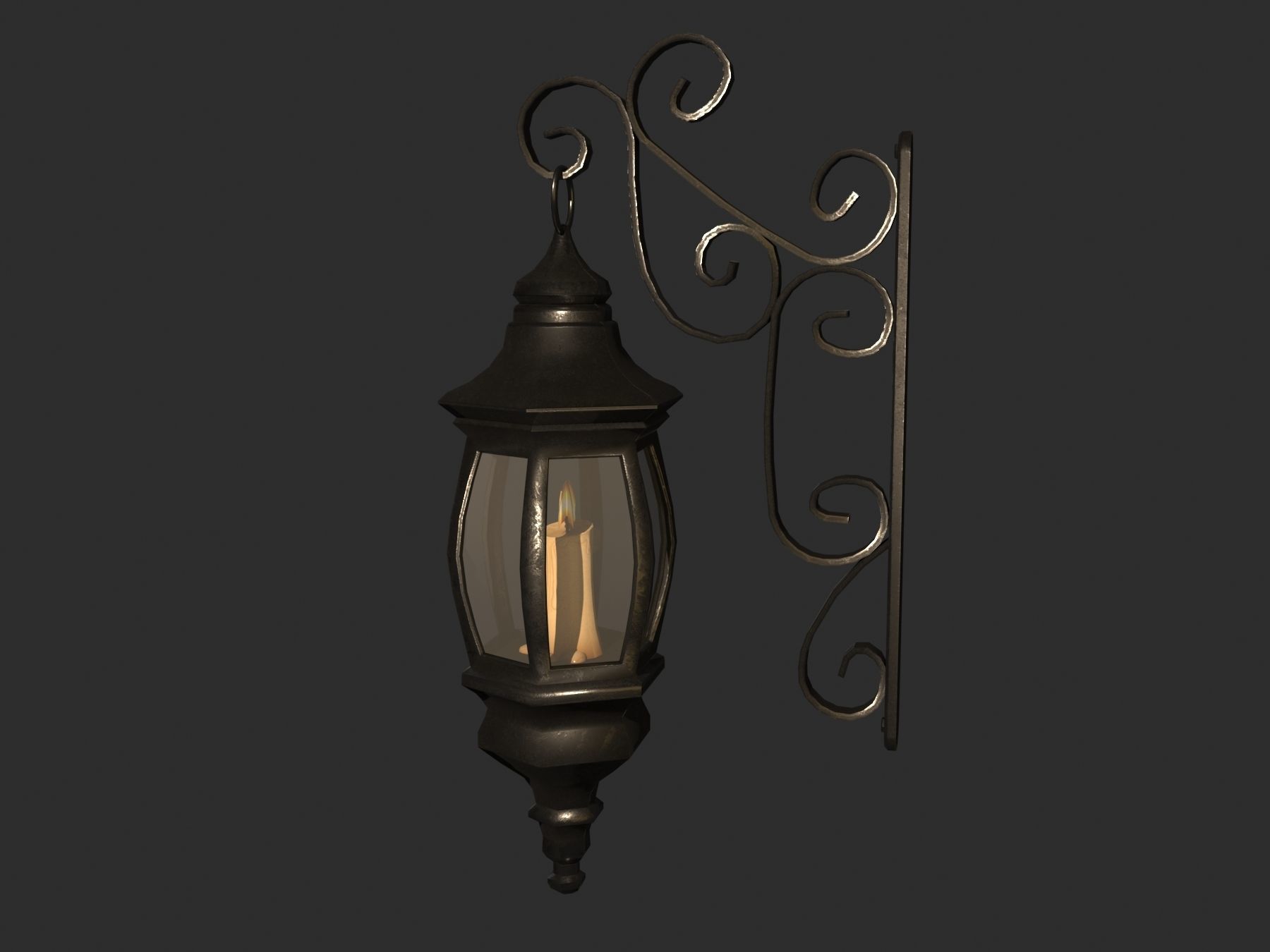 3D model Wall Lantern Low Poly PBR Game Ready VR / AR / low-poly | CGTrader