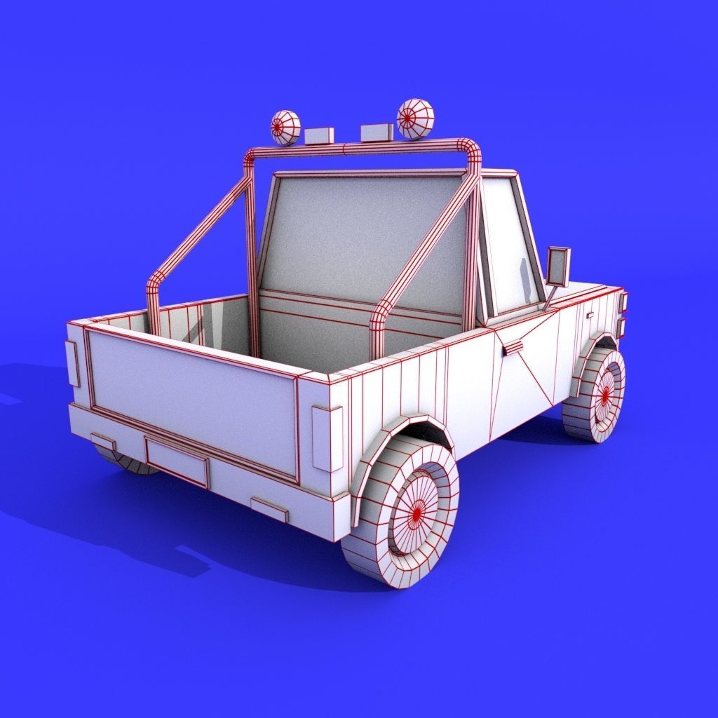 low poly pickup police and fire truck free VR / AR / low-poly 3D model ...
