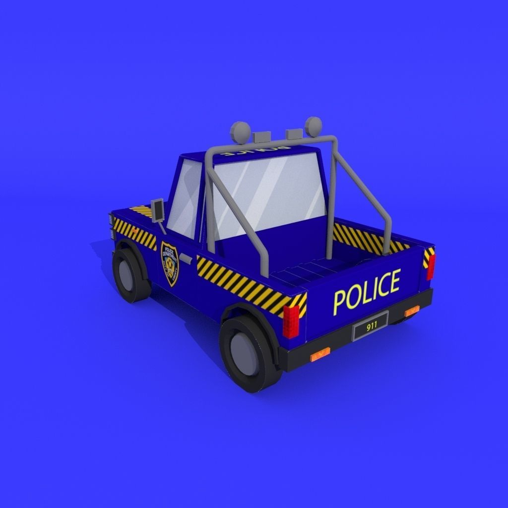 low poly pickup police and fire truck free VR / AR / low-poly 3D model ...