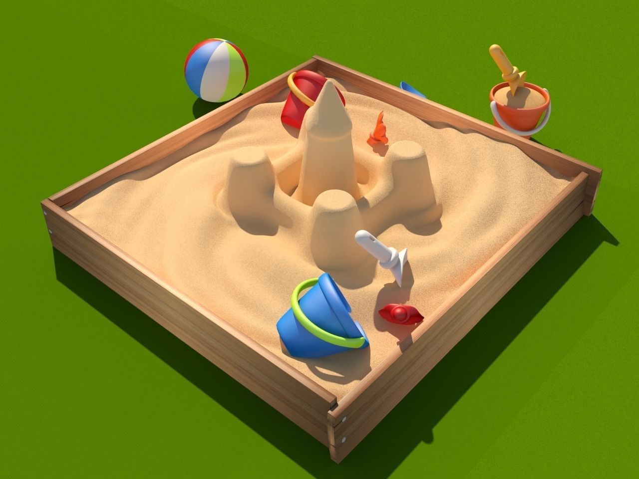 Sandbox with Sand Castle 3D model | CGTrader