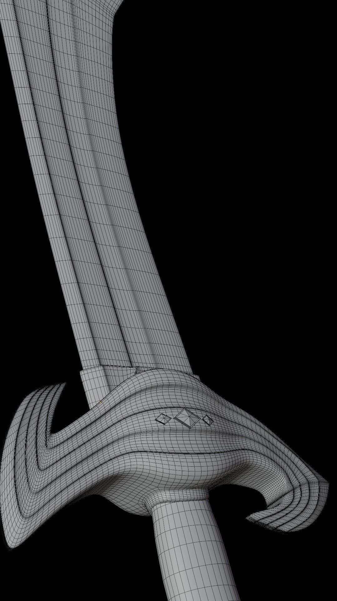 Eastern One-handed Fantasy Sword PBR free VR / AR / low-poly 3D model ...